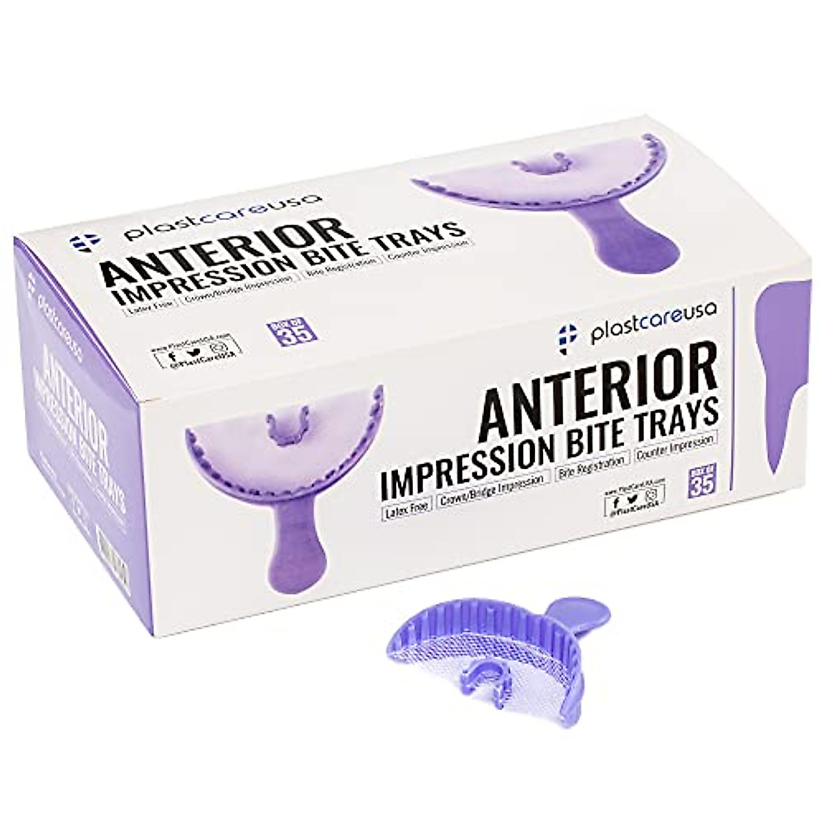 35 Anterior Disposable Dental Bite Registration Trays, Dental Impressions Trays for Teeth Molds, 1 Box of 35 Bite Trays