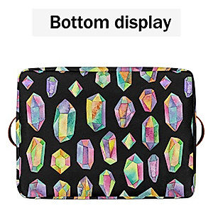 Buvan Fabric Storage Bins Rainbow Geometric Pattern Small Shelf Basket With Handles Decorative Cubes Box Organizer Containers for Shelves Home Office Decor