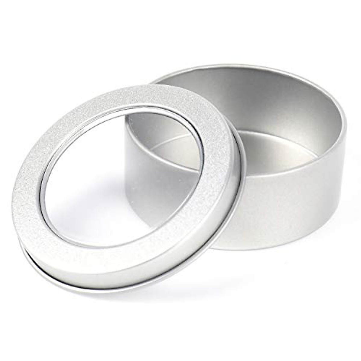 Yesland 30 Pack 2 Ounce Metal Tin Cans - Round Empty Containers with Clear Top for Candles, Arts & Crafts, Storage in Kitchen & Office Use