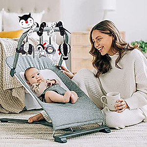 SAOTAENG Car Seat Toys, Infant Baby Black White Fox Stroller Toy Stretch & Spiral Activity Toy, Hanging Toys for Car Seat Crib Mobile, Newborn Sensory Toy Best Babies Gift for 0 3 6 9 12 Months