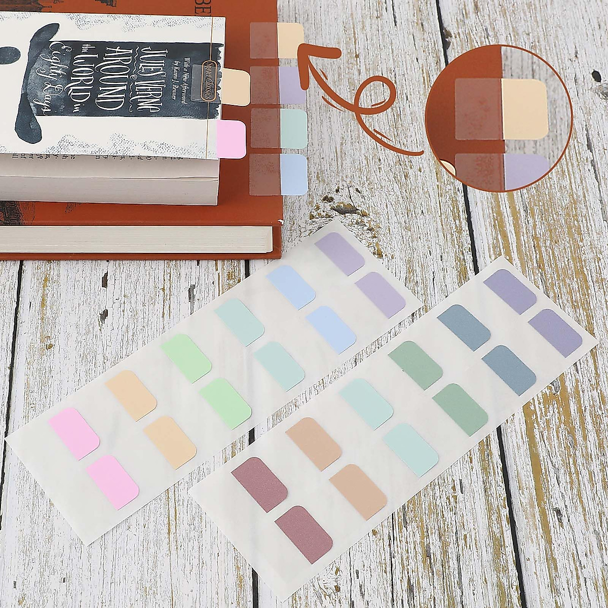 240 Pcs 1Inch Colored Book Sticky Index Tabs Dividers Repositionable Book Page Markers Tabs Annotation Tab Stickers Label Sticky Tabs for Notebooks Binders File Classification