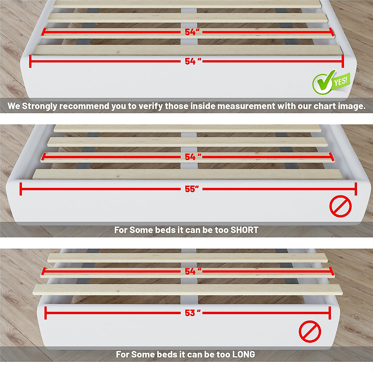 Mayton, 0.68-Inch Horizontal Mattress Support Wooden Bunkie Board/Bed Slats, Full, Beige