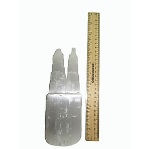 CircuitOffice Selenite Twin Tower Skyscraper, Selenite Mountain, 6" Selenite Twin Points for Healing, Positive Energy, Meditation, Protection, Powers, Decoration or Gift