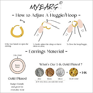 MYEARS Women Bali Hoop Earrings Gold Huggie Raibow Diamond Cubic Zirconia 14K Gold Filled Small Simple Handmade Hypoallergenic Everyday Jewelry