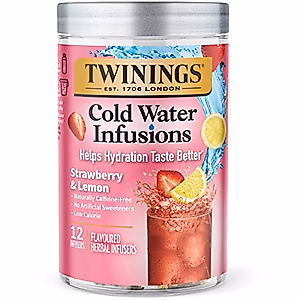 Twinings Cold Infuse Flavored Water Enhancer, Strawberry & Lemon, 12 Count (Pack of 6), Enjoy Hot or Iced