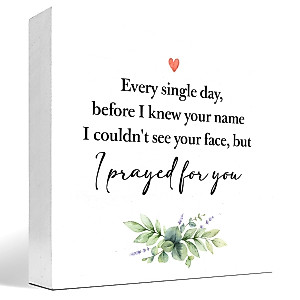 I Prayed for You Wood Block Sign Desk Decor,Rustic Love Wooden Box Plaque Sign Desk Decor for Home Bedroom Shelf Table Decor Decorations