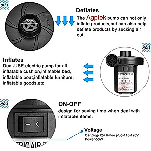 AGPtEK Electric Air Pump Bundle with 2-in-1 18 LED Portable Camping Lantern Ceiling Fan