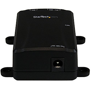 StarTech.com 1 Port Gigabit Midspan - PoE+ Injector - 802.3at and 802.3af - Wall-Mountable Power over Ethernet Injector Adapter , TAA (POEINJ1G)