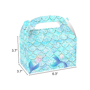 Cieovo 24 Pack Mermaid Party Favor Goodie Gift Boxes, Mermaid Paper Gift Boxes Bags for Under The Sea Theme Kids Birthday Wedding Baby Shower Party Supplies Decoration
