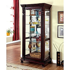 Furniture of America Lisandro Traditional Glass Door Curio Cabinet in Espresso