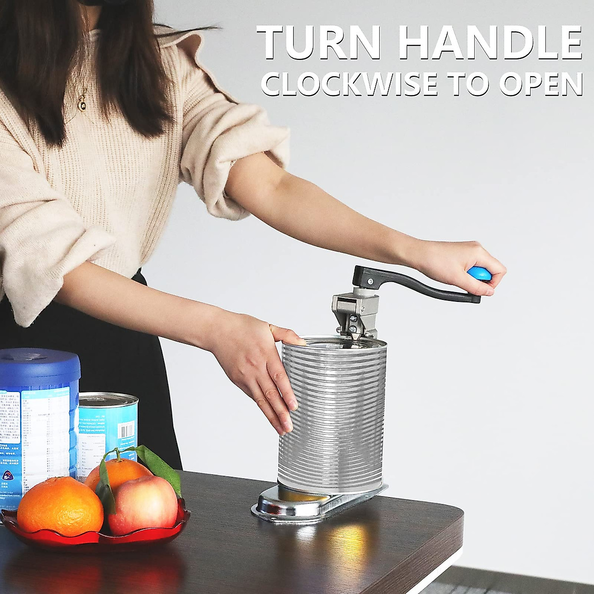 Commercial Can Opener, 18" Old Reliable Manual Can Opener with Plated Steel Base For Cans, Heavy Duty Industrial Can Opener,Screw Down Base, Ergonomic Handle (Manual Can Opener)