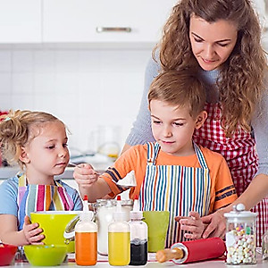 CUCUMI 16pcs 4oz Plastic Squeeze Bottles, with Red Tip Caps and Measurement, with Extra 1 Funnel, 18 Kraft Paper Stickers and 1 Brush for Crafts, Art, Glue, Kitchen Condiments