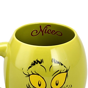 Bioworld Grinch Naughty And Nice 18 Oz Oval Sculpted Ceramic Mug