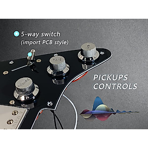 LAMSAM Prewired Pickguard with SSH Pickup Set, 3-ply Pick Guard Loaded Alnico V Single Coil Humbucker Pick-ups, Electric Guitar Scratchplate as Luthier Replacement Parts, Black-03