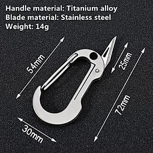 SZHOWORLD Small Titanium Carabiner with Folding Knife, EDC Multitool Keychain Clip Box Cutter, Perfect for Everyday Carry, Outdoor,Office,Camping,Hiking