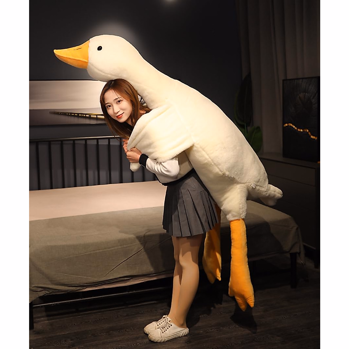 Srutirbo Giant Goose Stuffed Animal, 51.1 Inch Soft Goose Plush Pillow, Cute Duck Plush Toy Swan Plushie Doll Sleeping Hugging Pillows Gift for Girls Boys