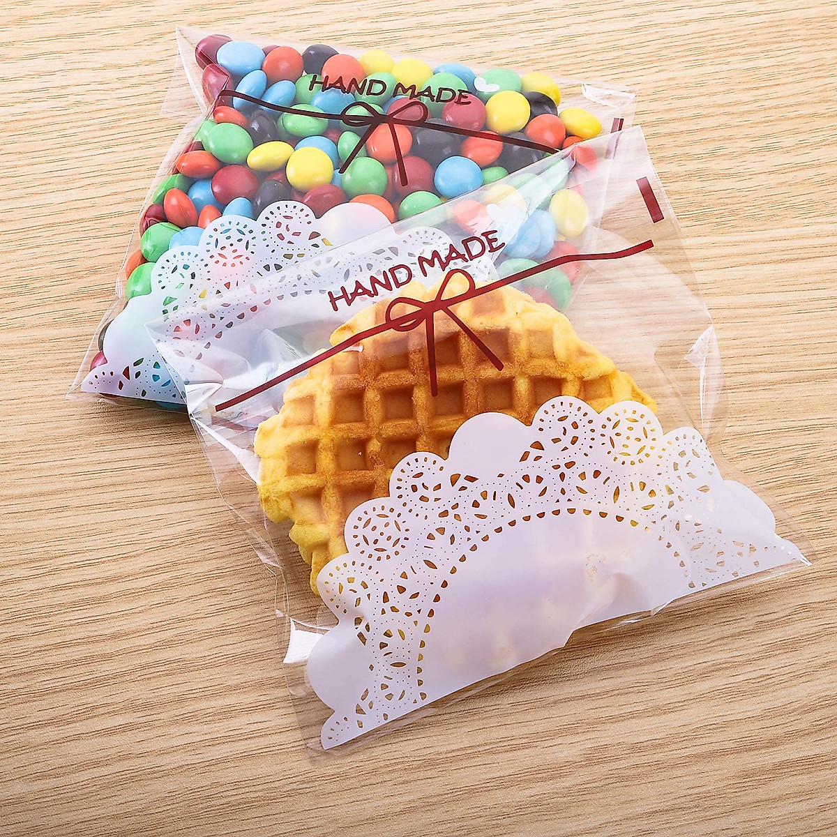 TOPZEA 500Pcs Self-adhesive Cookie Bags, 5.5x5.5Inch Clear Treat Bags DIY Plastic Individual Candy Bags Decorating Favor Bag Cellophane Bags for Packing Biscuits, Chocolate, Snack, Wedding, Party