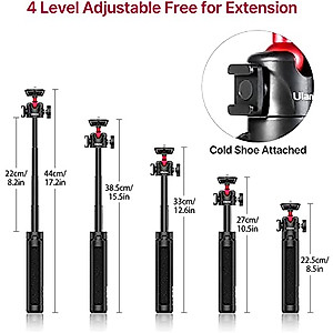 Camera Phone Tripod Flexible for Gopro - Mini Desktop Table Tripod Extendable Handle Selfie Stick Phone Hot Shoe Mount Remote Shutter Vlog Kits for Sony iPhone Gopro Hero Black