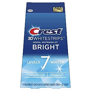 Crest 3D Whitestrips Bright Levels 7 Whiter Teeth Whitening Kit, 11 Treatments (Pack of 1), 22.0 Count