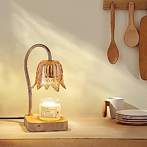 Candle Warmer Lamp with Timer, Dimmable Candle Lamp Warmer with 2 Wax Warmer Bulbs, Candle Warming Lamp for Jar Candles & Wax Melt, Cozy Candle Warmer Light for Home Decor, Birthday Gifts for Women.