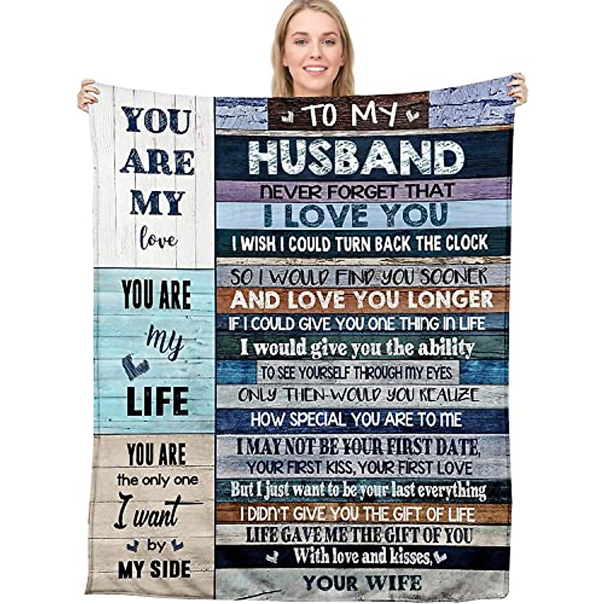 Anniversary Romantic Gifts for Husband, Ultra-Soft Micro Fleece Sherpa Throw Blanket, Valentines Day Gifts for Him, Husband Birthday Gifts from Wife, for Bedding Sofa and Travel (60x50inch)