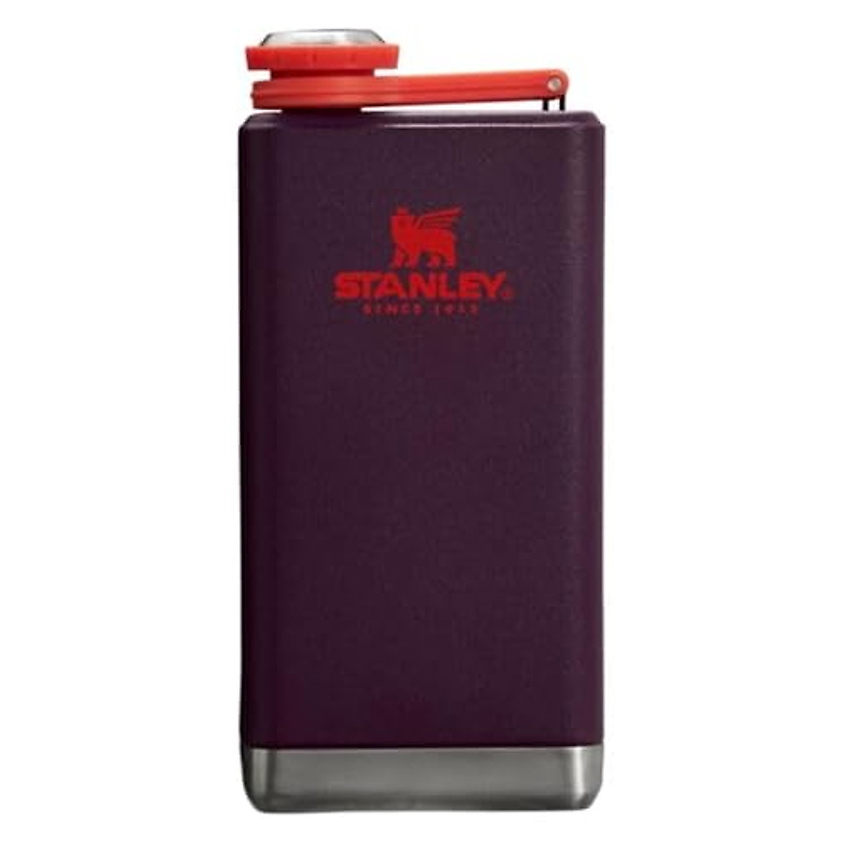 Stanley Adventure Pre-Party Flask 8 oz | Leakproof Hip Flask | Hinge Connected Never Lose Cap | Insulated Stainless Steel Liquor Container | BPA-Free | Plum