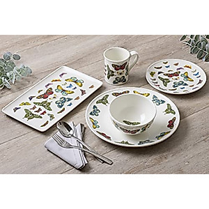 Portmeirion Botanic Garden Harmony Accents Tray White | 13 Inch Serving Platter for Sandwiches, Desserts and Appetizers | Porcelain Rectangular Serving Tray with Butterfly Motif | Dishwasher Safe