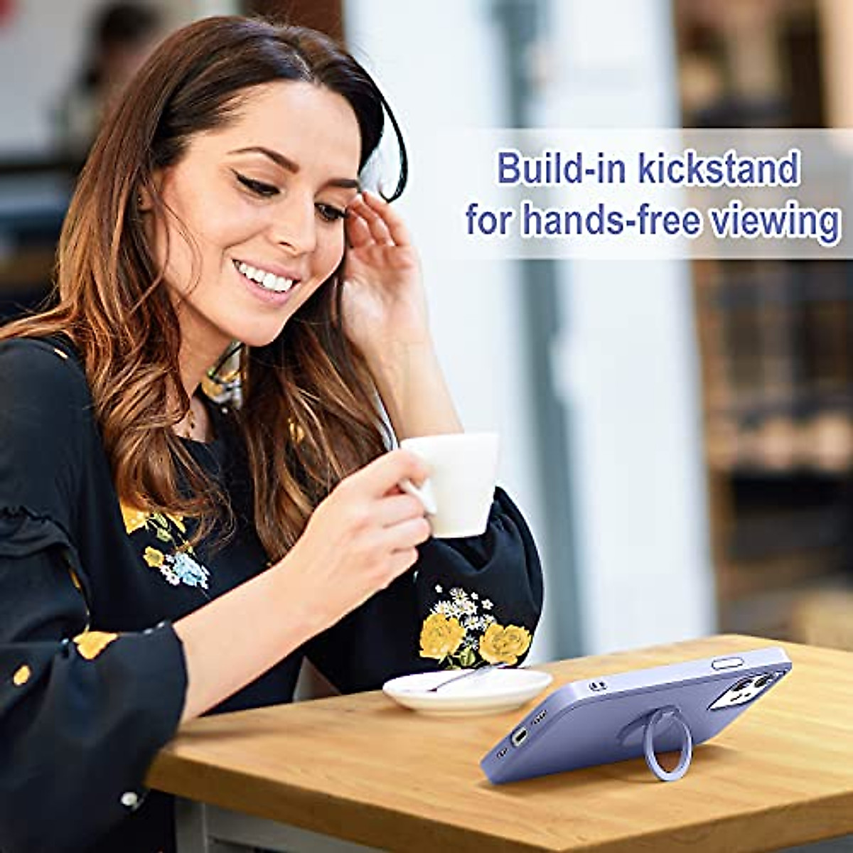 Hython Case for iPhone 12 Case & iPhone 12 Pro Case with Ring Stand, 360° Rotatable Ring Holder Magnetic Kickstand, Shockproof Rubber Protective Phone Case Cover Inner Microfiber Lining, Light Purple