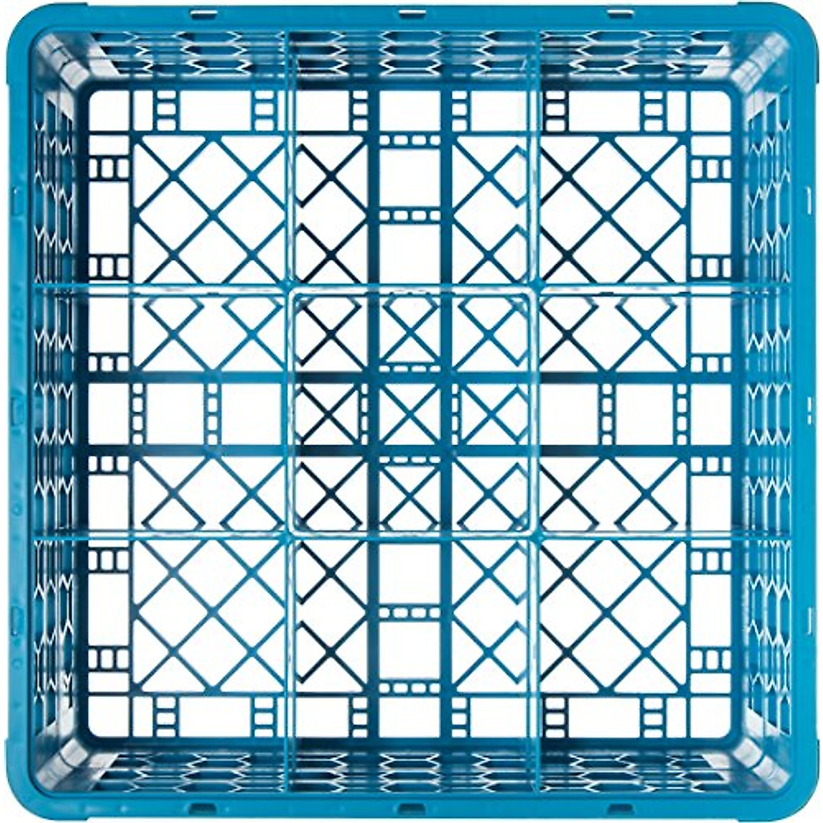 Carlisle FoodService Products RG9-214 OptiClean 9 Compartment Glass Rack with 2 Extenders, 7.12", Polypropylene, Blue