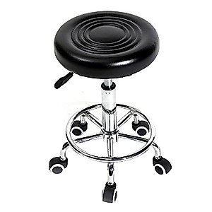 ancdww Swivel Barstools Saddle Stool Rolling Chair, Heavy-Duty Hydraulic Adjustable Saddle Chair with Wheels for Patio Office Home Salon Spa Studio Farmhouse, Black