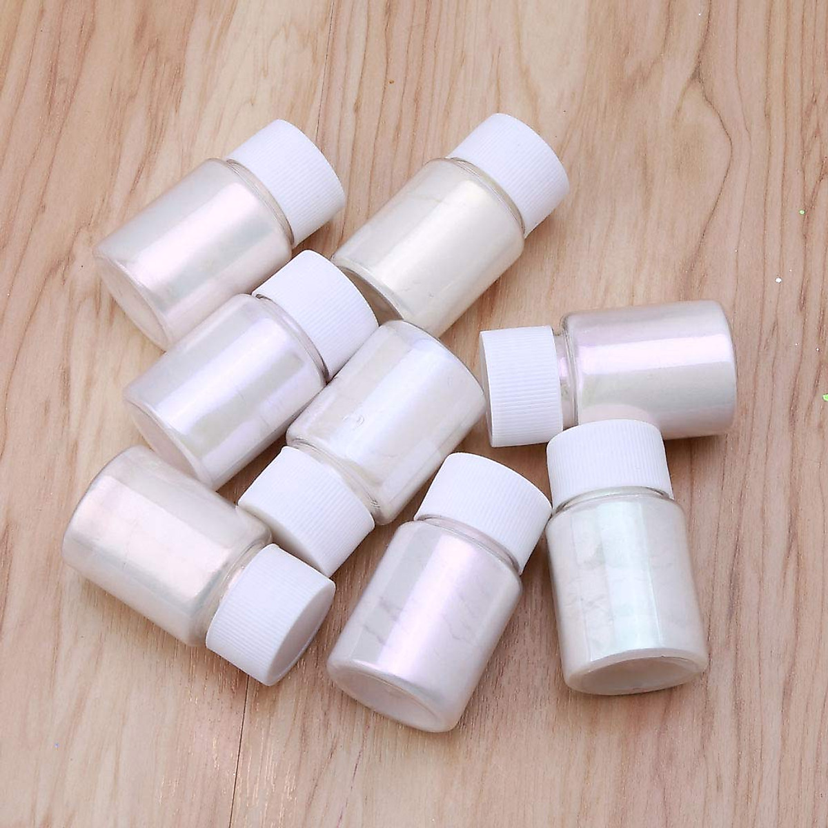 Cherjoury 8 Color Colorshift Pearl Pigment for Aurora Resin Pigment Mica Polarized Pearlescent Pigment Kit Jewelry Making8 Bottles Powder Bottle 5.5X2.5Cm