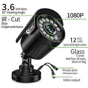 XVIM Wired Security Camera System, 5MP 4CH Home Security Camera System DVR(No Hard Drive), 4PCS 1080P Security Cameras, Waterproof Outdoor Camera System, Motion Detect, Night Vision