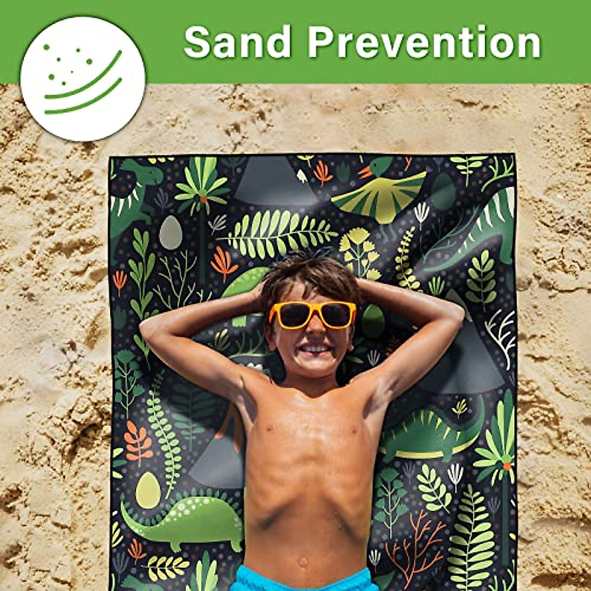 QQP Microfiber Kids Beach Towels & Pouch,60"x30"Lightweight Sand Free Quick Dry Beach Towels for Kids,Personalized Cute Double Sided Patterns Travel Towels for Boys & Girls（Dinosaur）