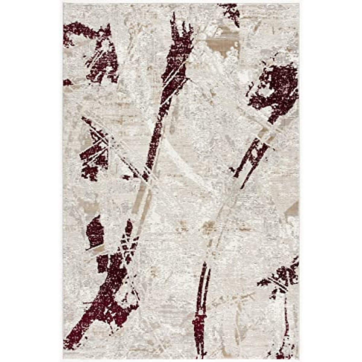 RUG BRANCH Cascade Contemporary Coastal Red Beige Indoor Area Rug for Living Room, Bedroom, Dining Room, and Kitchen - 8' x 10' (7'9" X 10'9")
