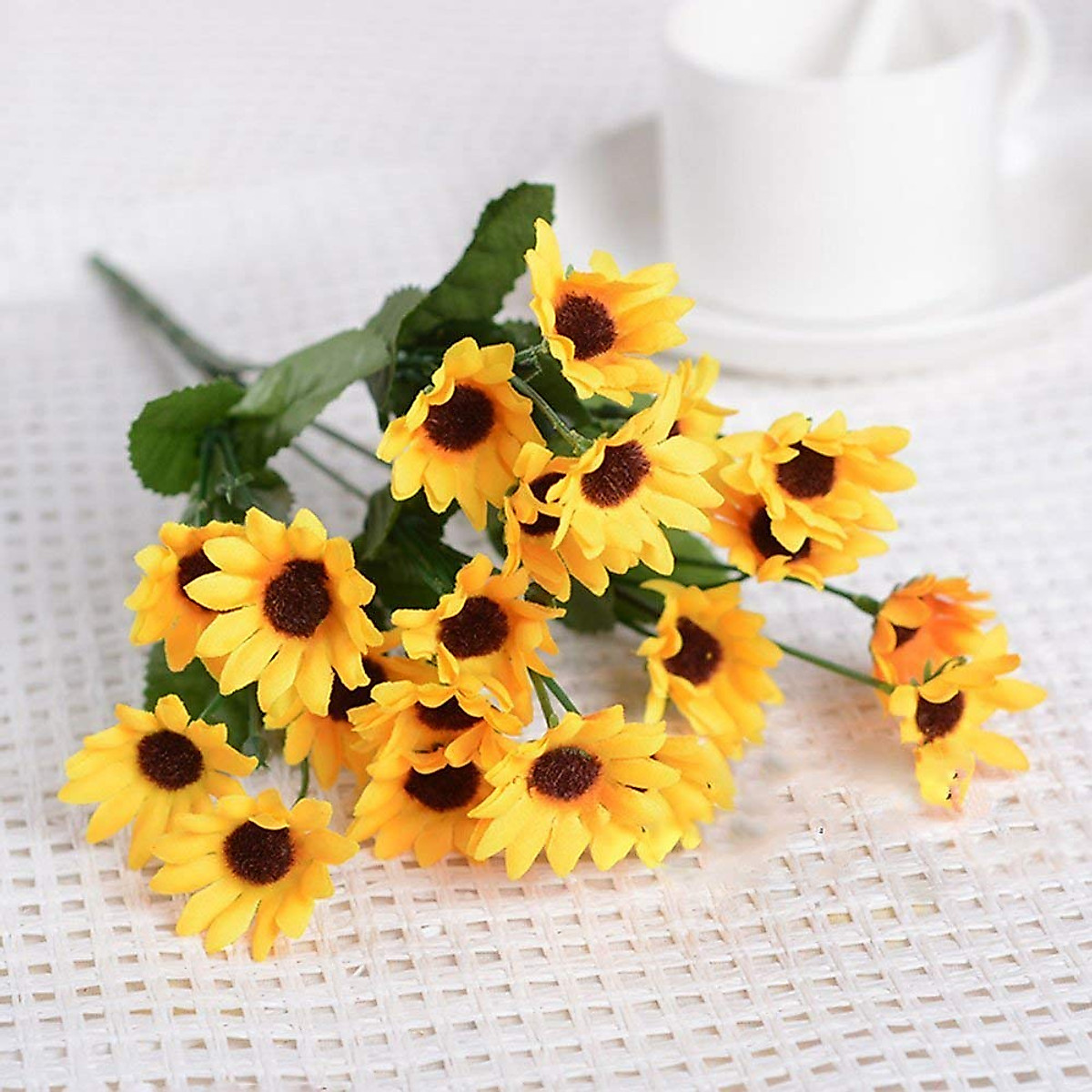 Artfen Artificial Sunflower 6 Bouquet Artificial Flowers Fake Sunflowers Floral Decor Bouquet Home Hotel Office Wedding Party Garden Craft Art Decor 13 inch No Vase