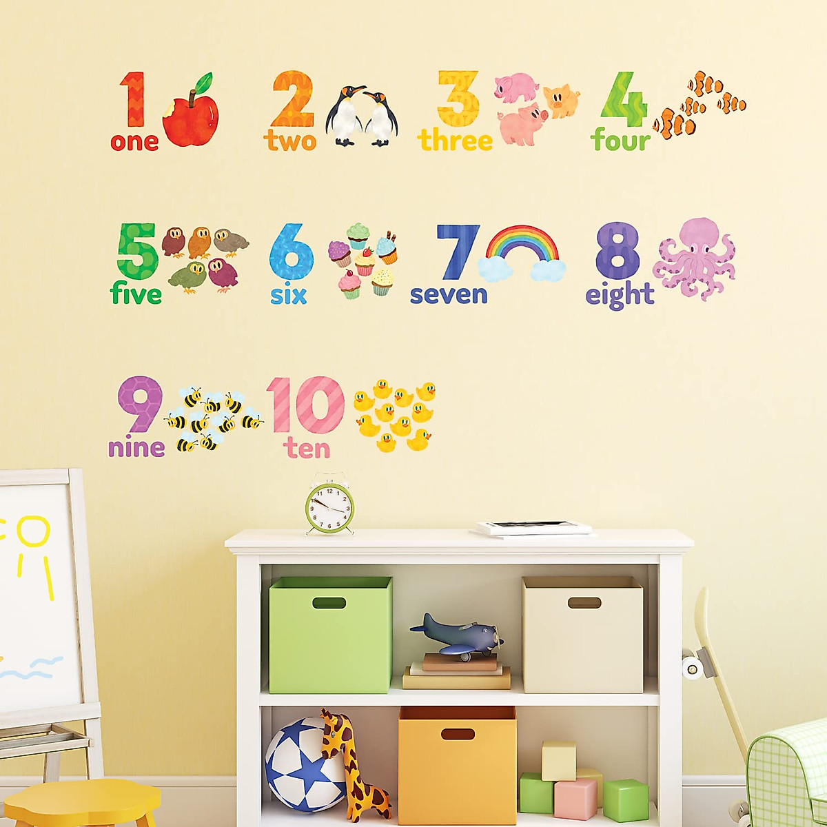 DECOWALL DS6-2020 Numbers Wall Stickers Wall Decals Peel and Stick Removable Wall Stickers for Kids Nursery Bedroom Living Room