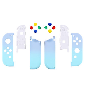 eXtremeRate DIY Replacement Shell Buttons for Nintendo Switch & Switch OLED, Gradient Violet Blue Housing Case with Corlorful Button for Joycon Handheld Controller [Only The Shell, NOT The Joycon]