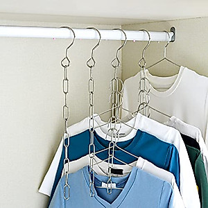 FANWU 10 Pack Magic Space Saving Hangers for Clothes, Metal Closet Hangers Organizer Chains for Closet Wardrobe Closet Organization Closet System, Essentials Hangers Chain for College Dorm Room