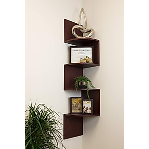 Kiera Grace Kieragrace Retro Shelves Floating Corner Wall Shelf, 12 x 57 inches, Dark Brown