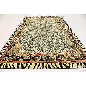 Unique Loom Wildlife Collection Animal Inspired with Cheetah Bordered Design Area Rug, 7 ft x 10 ft, Ivory/Black