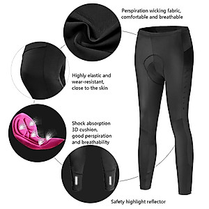 Mysenlan Women's Cycling Long Sleeve Breathable Jersey Set 3D Padded Long Pants Bike Shirt Bicycle Tights Clothing Black