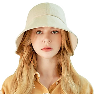 WHITE SANDS MOJA Linen Victorian Bonnet Hat Sun Cap, Foldable Summer Visor | New Katy | Beige