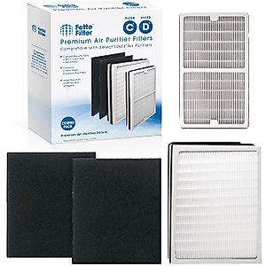 Fette Filter True Hepa Air Purifier Filter Set Compatible with Idylis Air Purifier Filter Type C+D. Contains 1 Idylis C + 1 Idylis D. Includes 2 Carbon Prefilter. For Air Purifer Model IAP10280