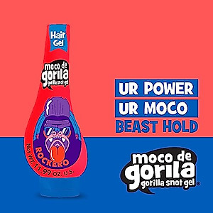 Moco de Gorila, Explosive Rocker Hair Styling Gel, Long-Lasting Hold, Reactivatable with water, 3-Pack of 11.92 Oz Each, 3 Squeezable Bottles.