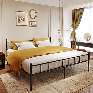 zunatu Metal Bed Frame Platform with Headboard & Footboard Heavy Duty Sturdy Foundation Storage Space Squeak Resistant Easy Assembly,NO Box Spring Needed,King