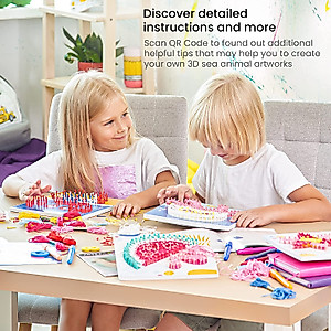 Arteza Kids String Art Kit, Set of 5 Sea Animal Designs and Decorative Scissors, Set of 12 Different Patterns, 5.5 Inches, Art Supplies for Kids Craft Projects and Free Time Activities