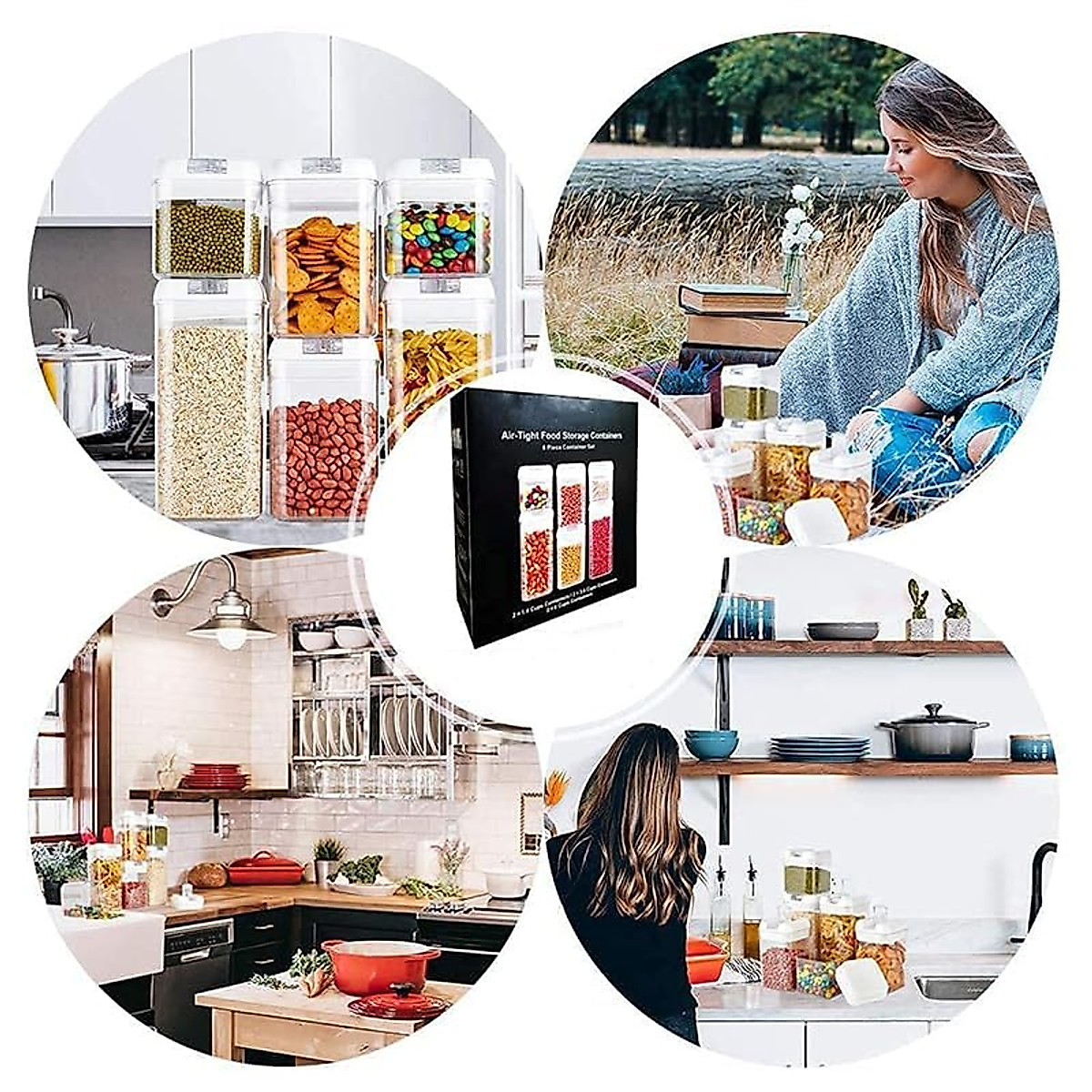 generic Airtight Food Storage Containers – 6 Piece set, Air Tight Pantry Storage Containers, Clear Kitchen Organization and Storage,Keeps your Food Fresh & Dry, 108353/6