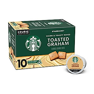 Starbucks Flavored Ground Coffee K-Cup Pods, Toasted Graham, Signature Collection, 100% Arabica Coffee, Recyclable K-Cup, 10 CT K-Cup Pods/Box (Pack of 2 Boxes)