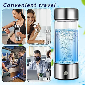 Hydrogen Water Bottle Generator (420ml 3-Minute) Quick Electrolysis, SPE/PEM Technology, Portable USB Charging Ideal for Home, Travel, Exercise, and Gifting (Silver)