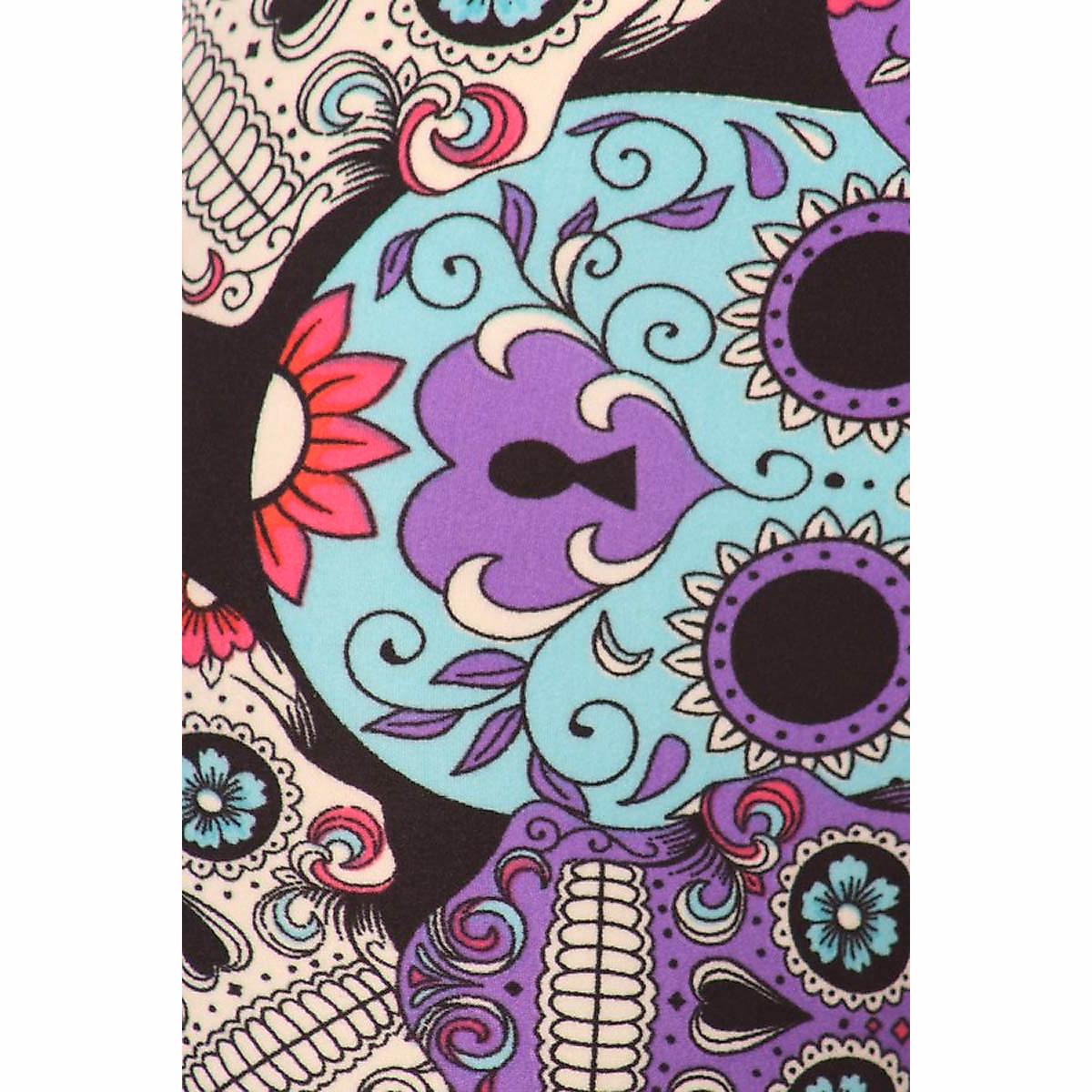 Leggings Depot LBK-R864-M Purple Sugar Skull Printed Biker Shorts, Medium